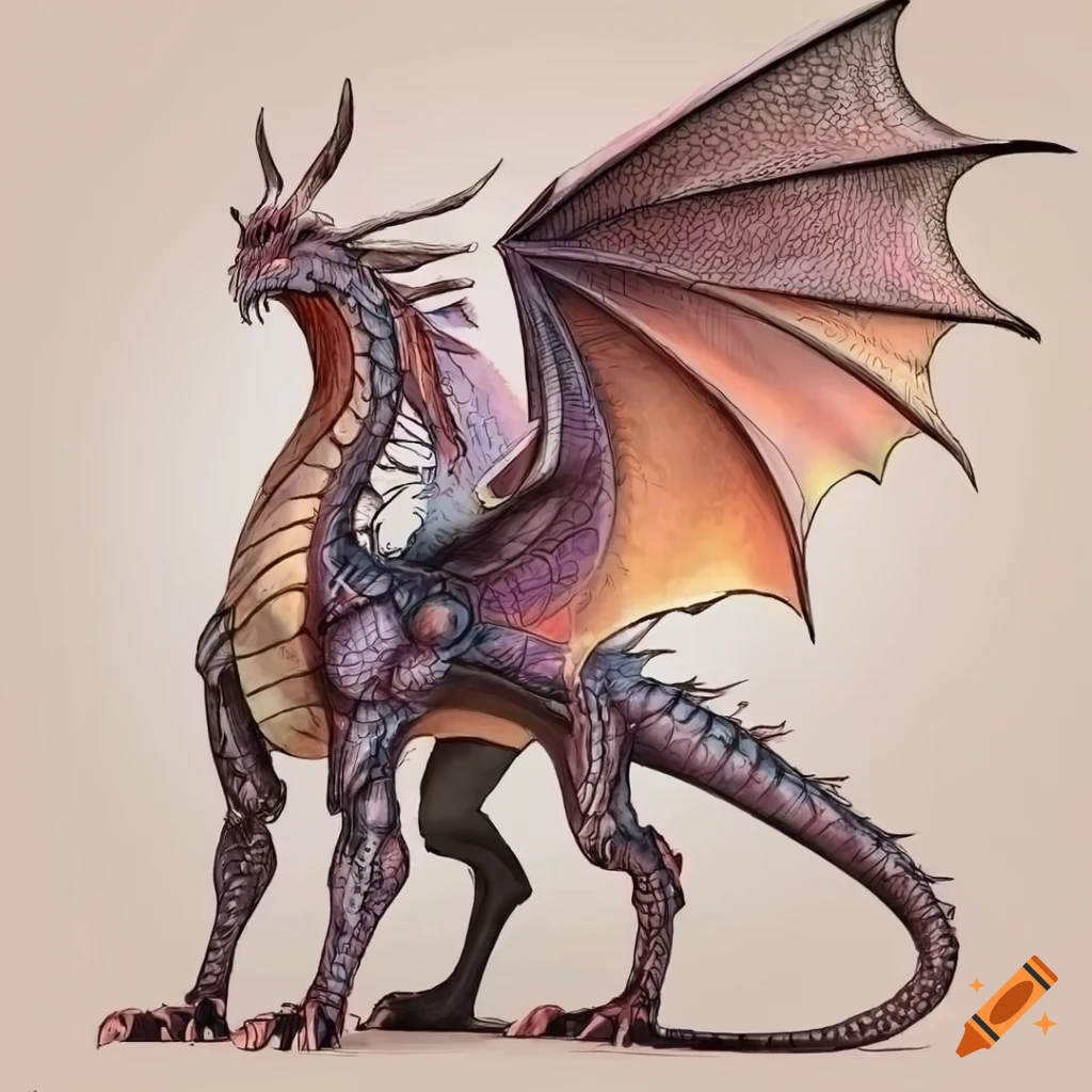 Dragon full length body, concept designs with side view, detailed ...