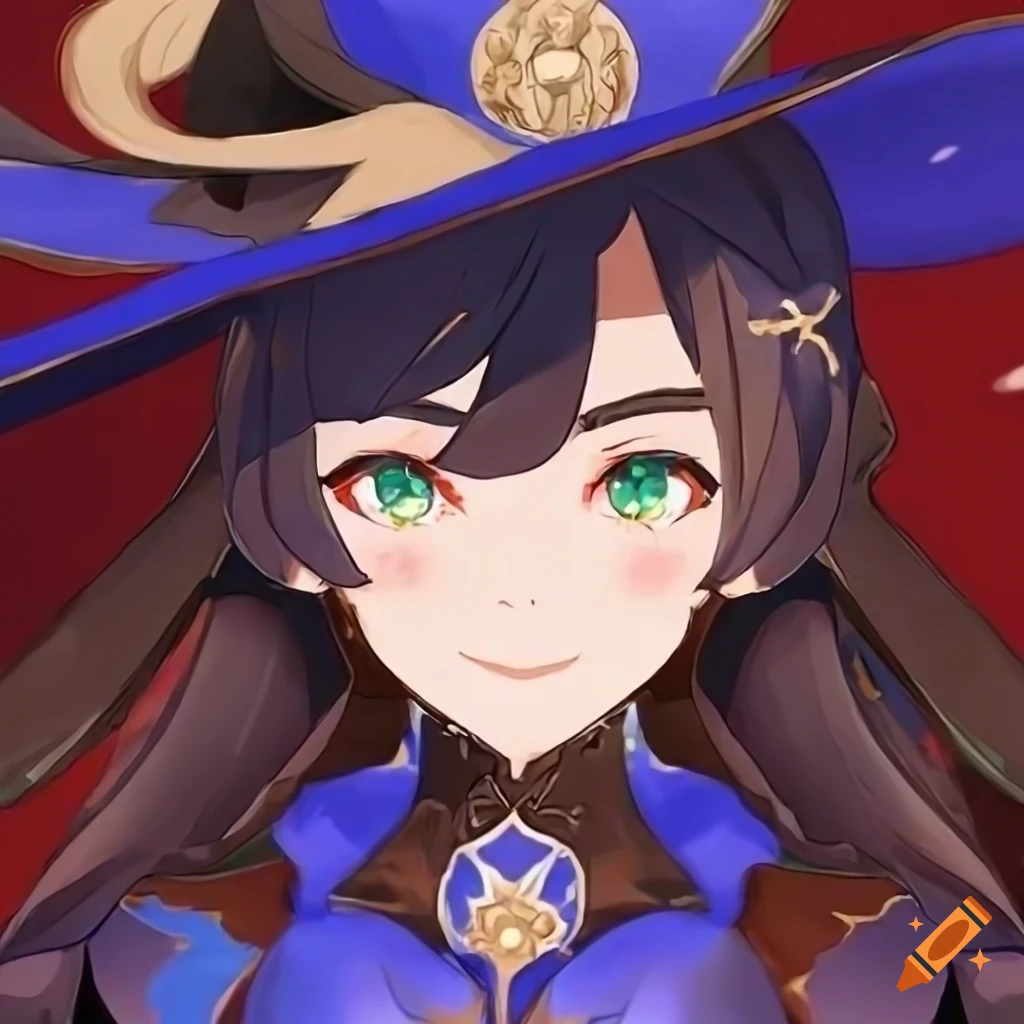 Mona from genshin impact, face close up on Craiyon