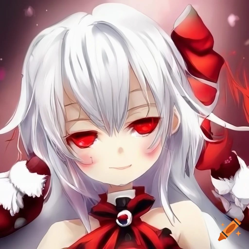 White hair red eyes marx anime girl chibi