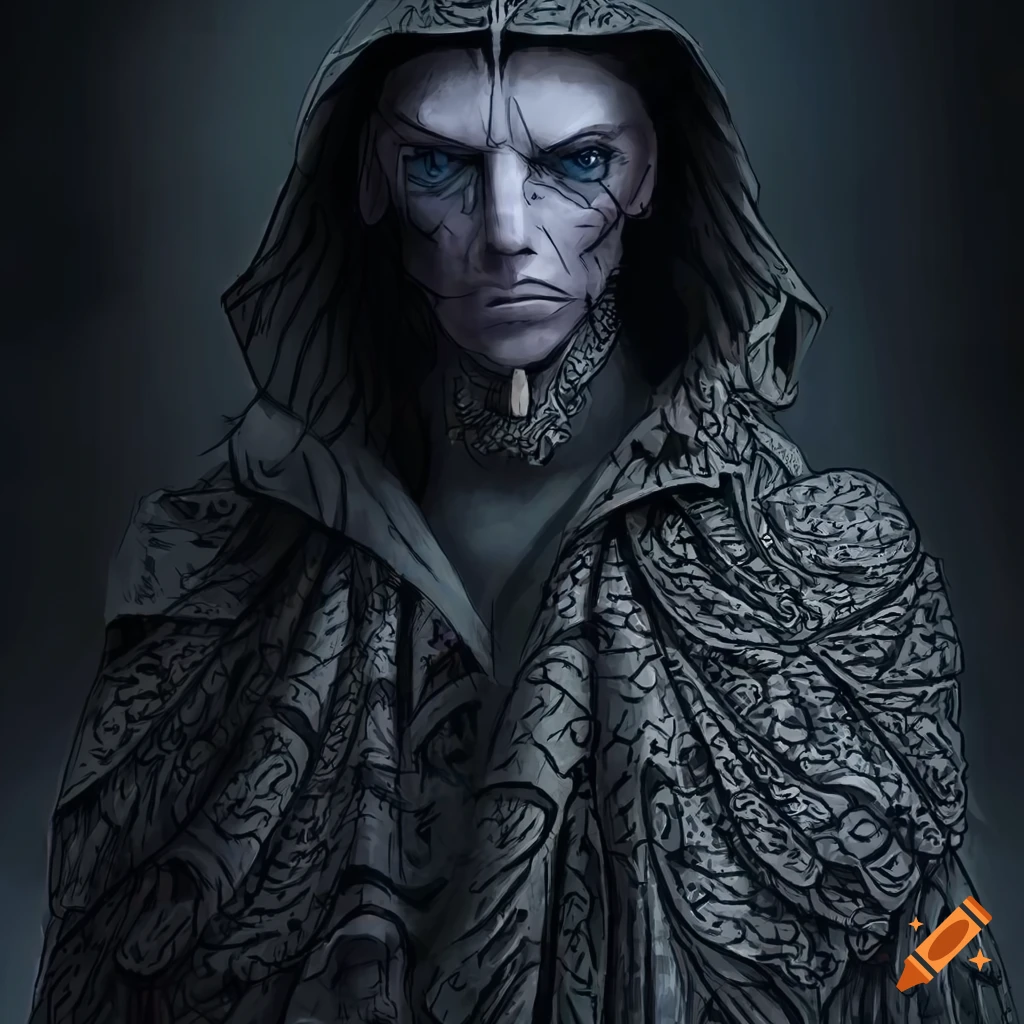 A man who has two faces, one on the front and one on the back of its ...