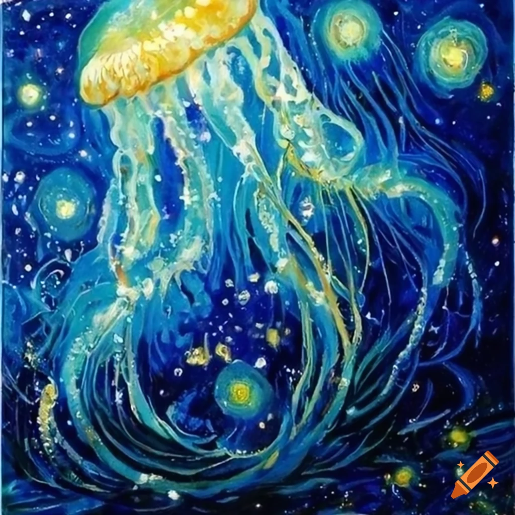 A magical giant jellyfish with sparkles and magic, cosmic art, by ...