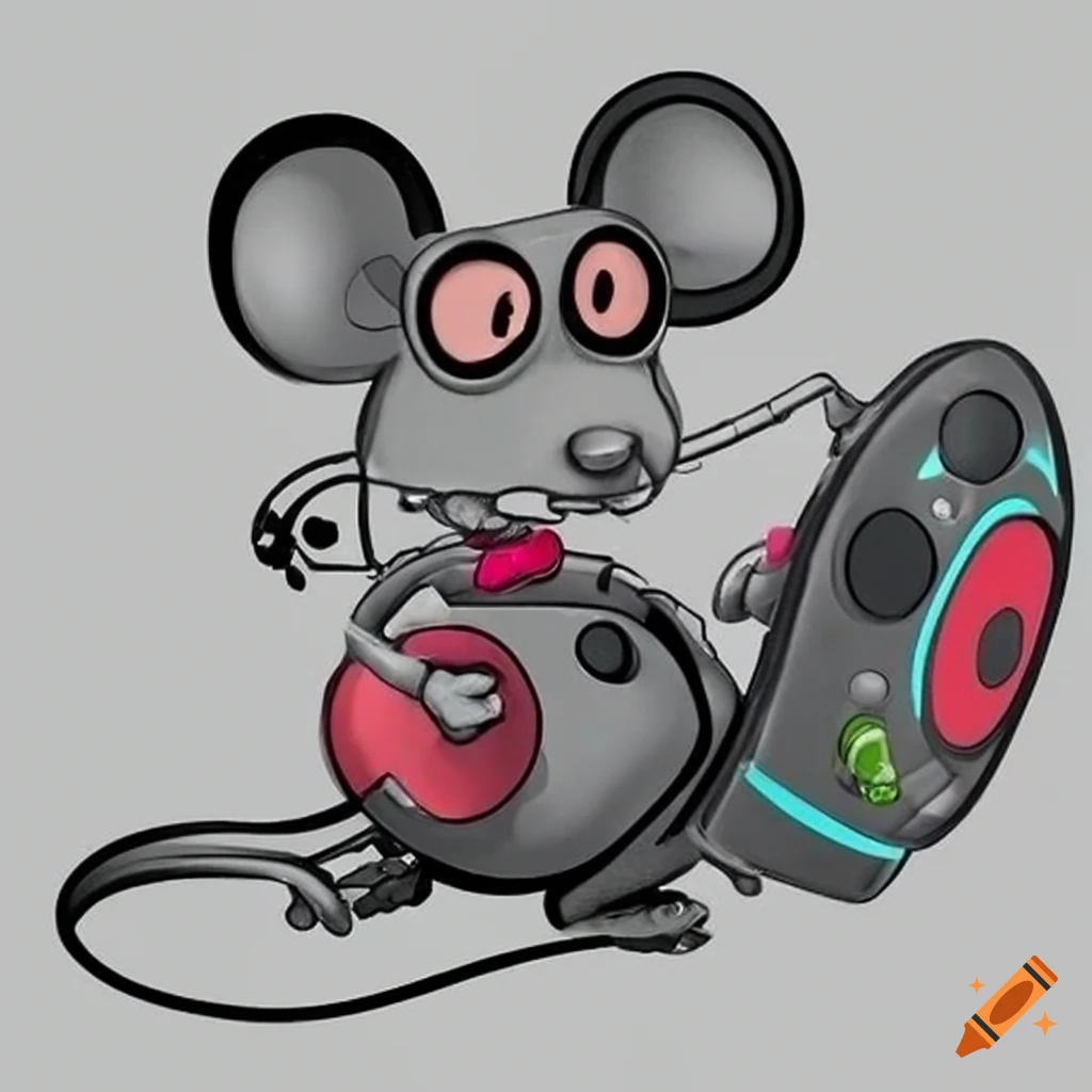 Punk mouse with a dj controller under its arm