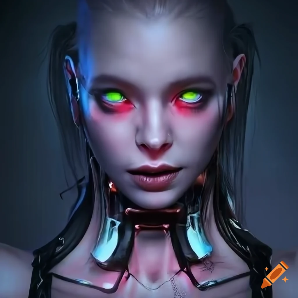 Female cyber demon 4k photorealistic portrait on Craiyon