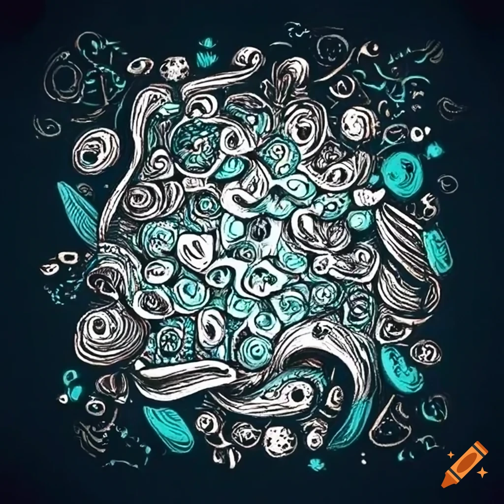 A pattern of distinct funny small doodles