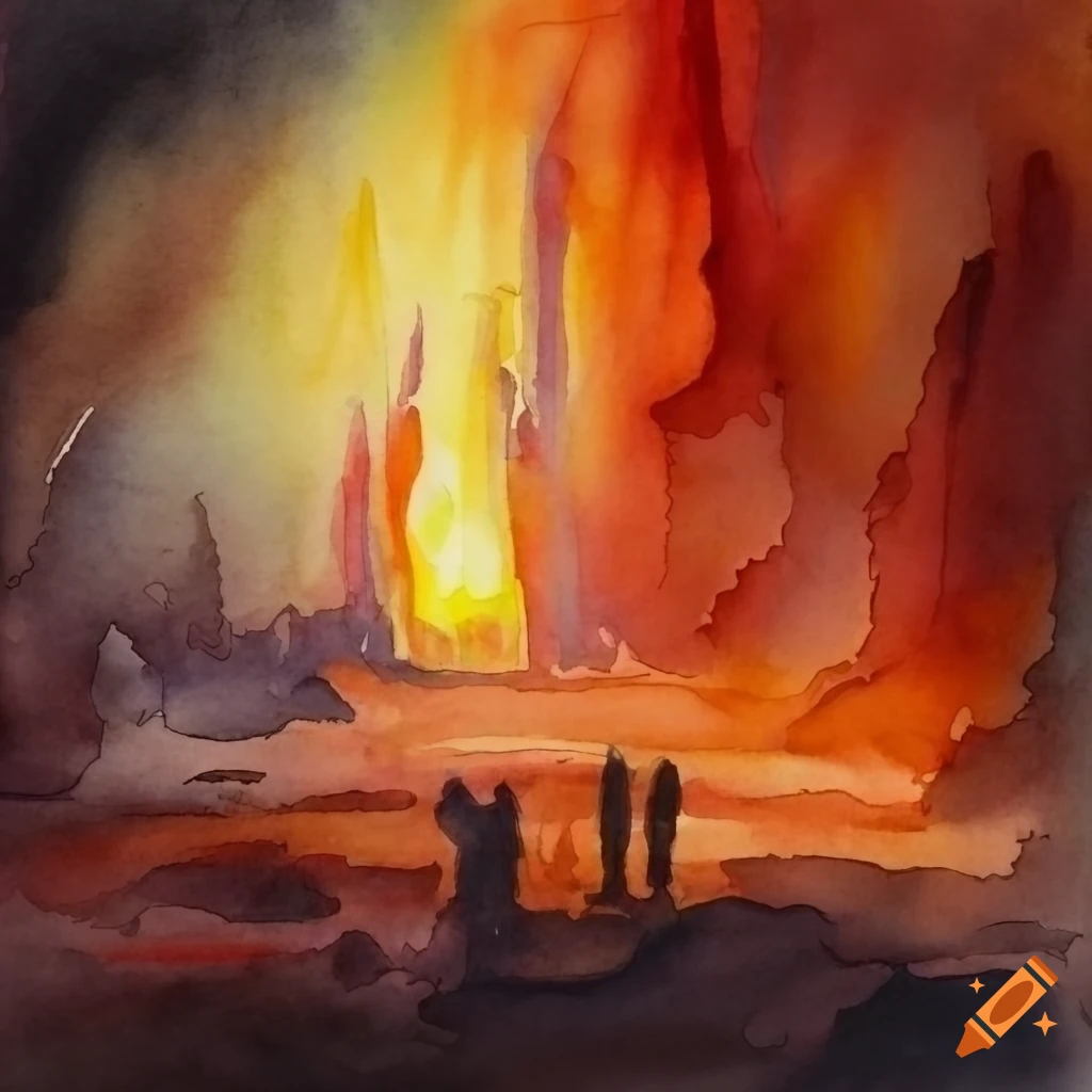 Hellscape, painted in watercolour on Craiyon