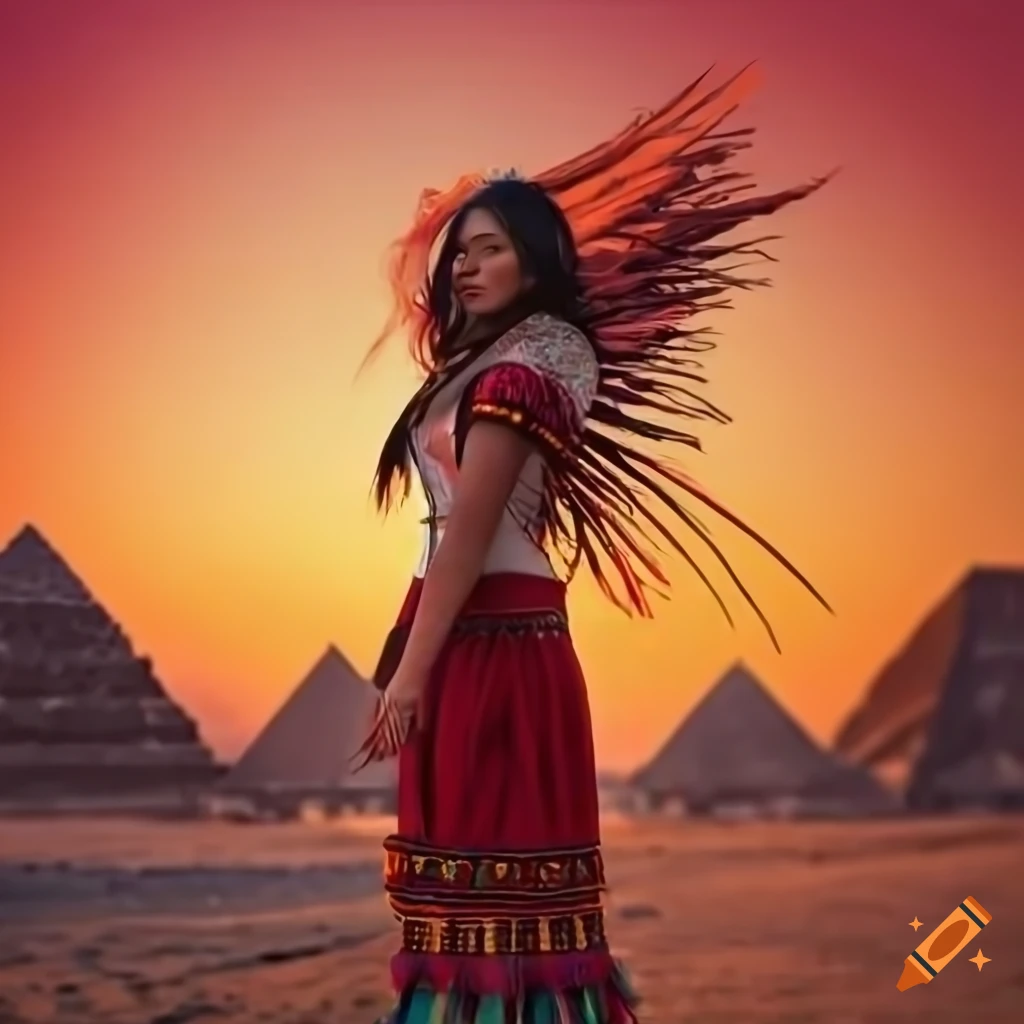 Indigenous mexican woman, aztec, strong, tall, beautiful, long hair ...