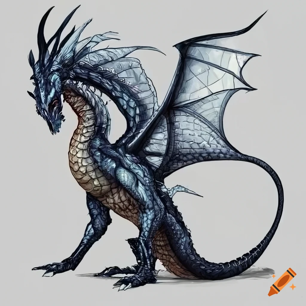 Dragon full length body, concept designs with side view, detailed ...