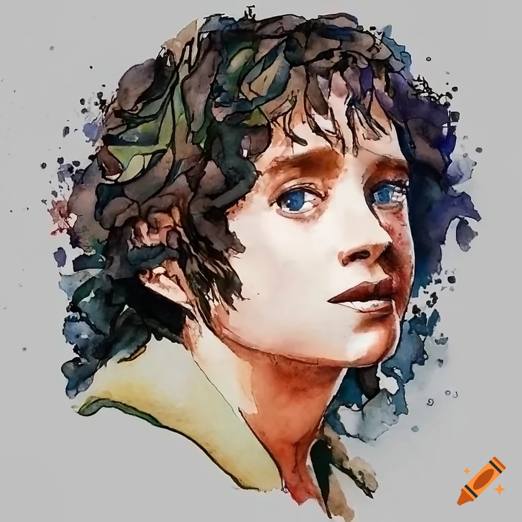 Frodo baggins line drawing on Craiyon