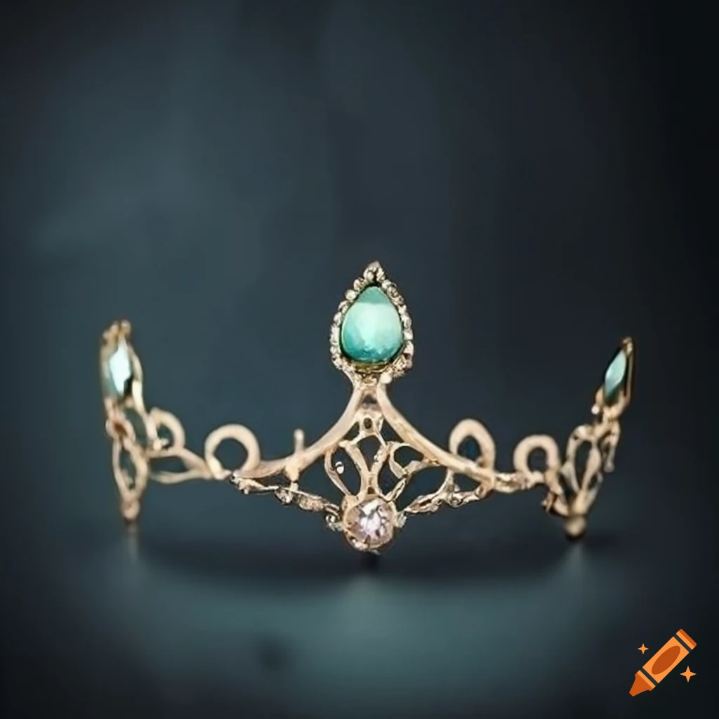 Small and heavily detailed, unique thin nouveau tiara, adorned with ...