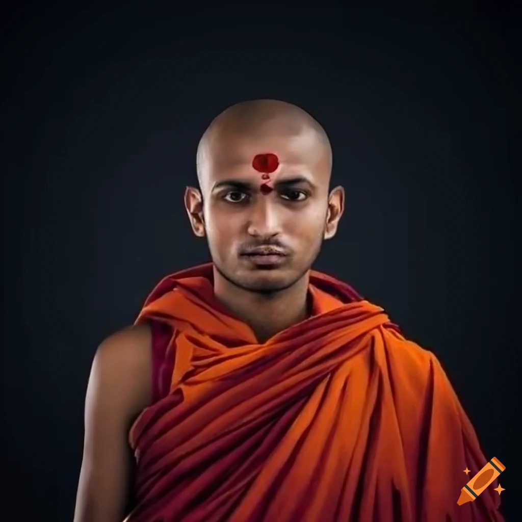 Indian monk looking in front