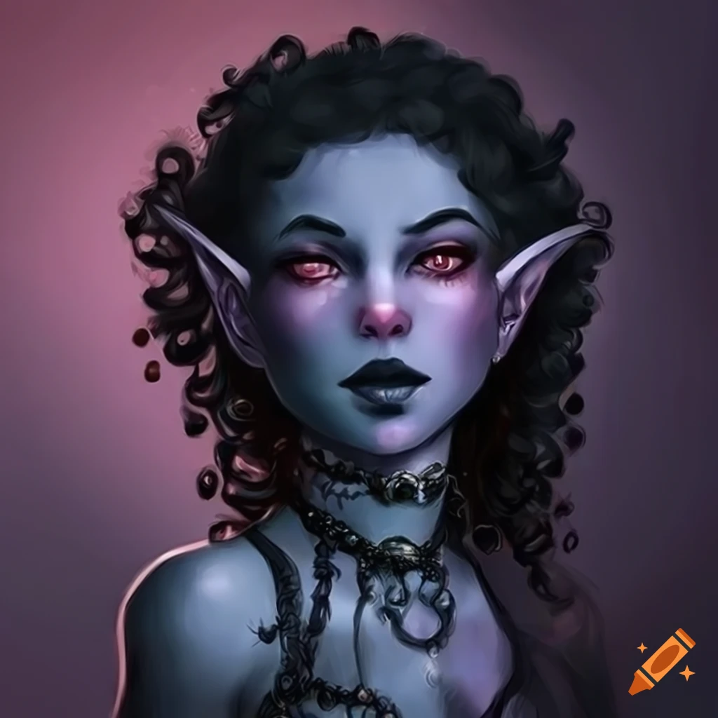 Cute Dark Elf Girl Curly Hair