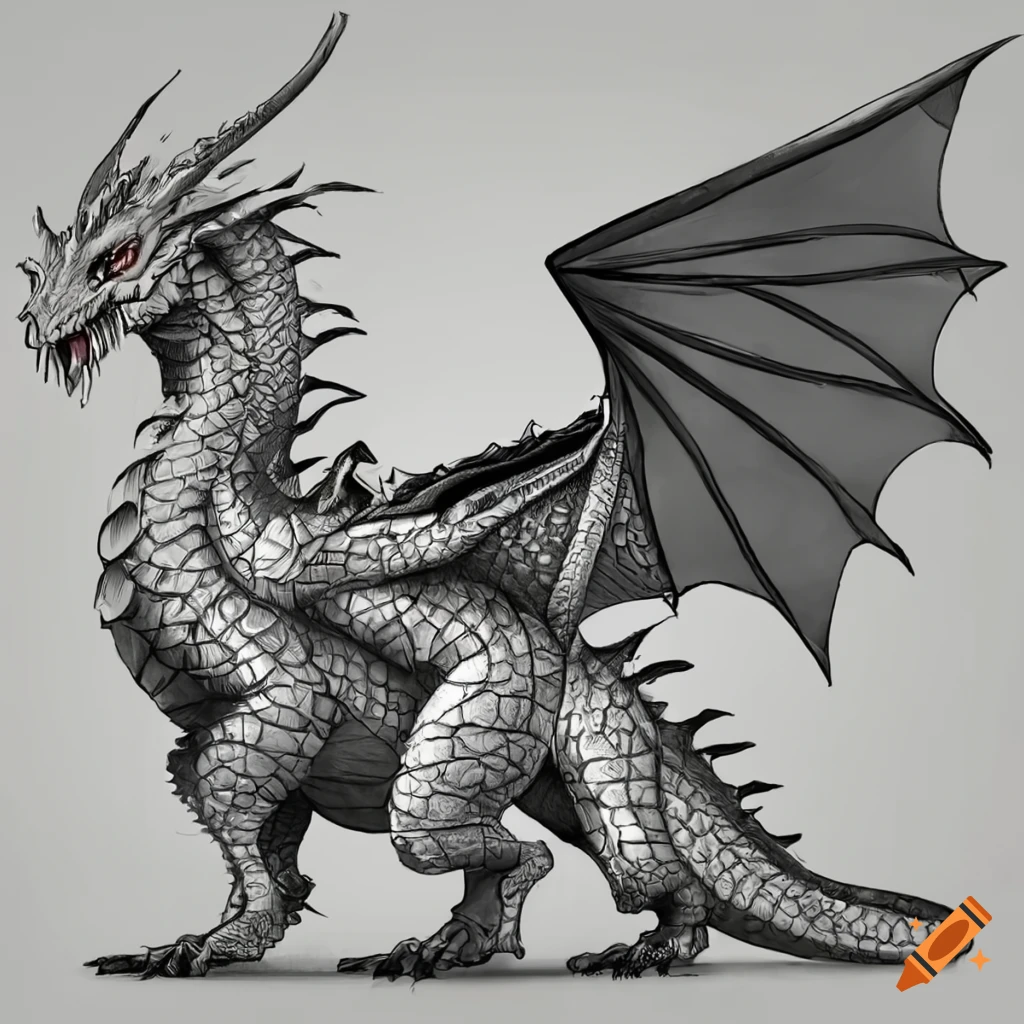 Dragon full length body, concept designs with side view, detailed ...