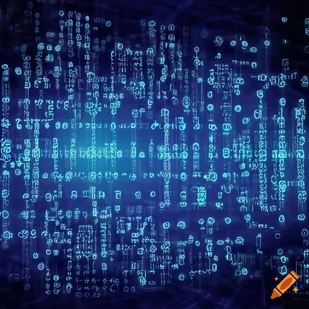 A futuristic cybersecurity concept with binary code and network connections on Craiyon