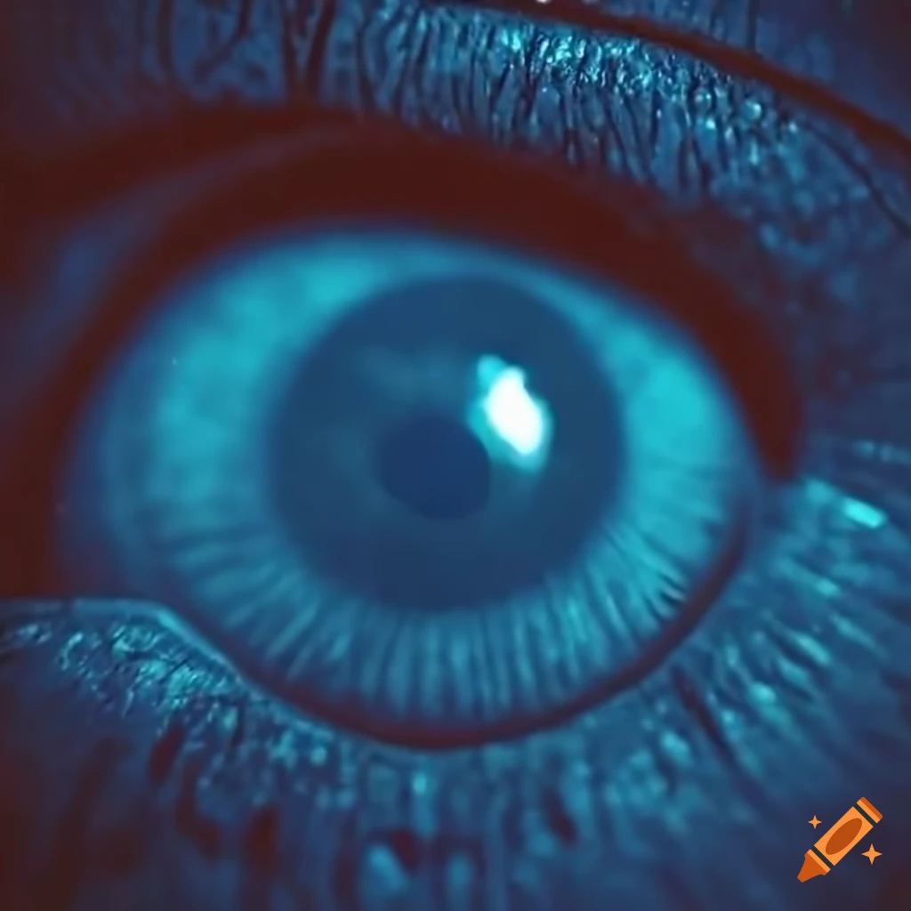 Eye female panicked scared look close up 45-degree-angle on Craiyon