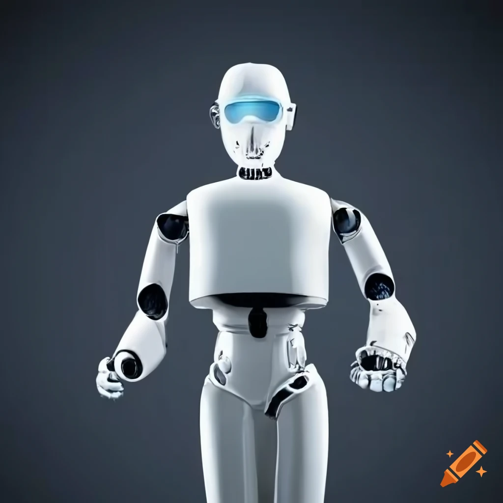 White robot standing on Craiyon