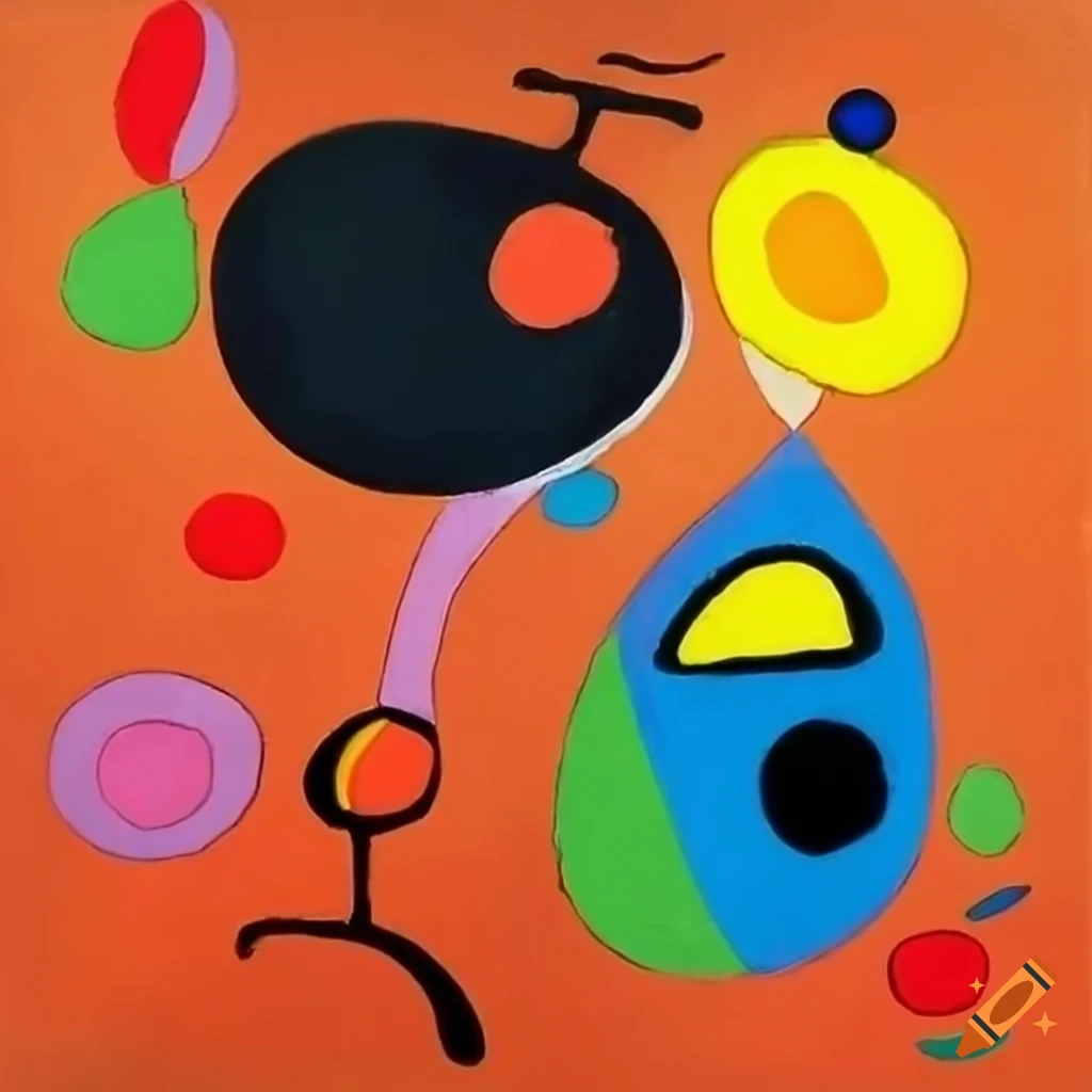 Fruit bowl in the painting style of joan miro