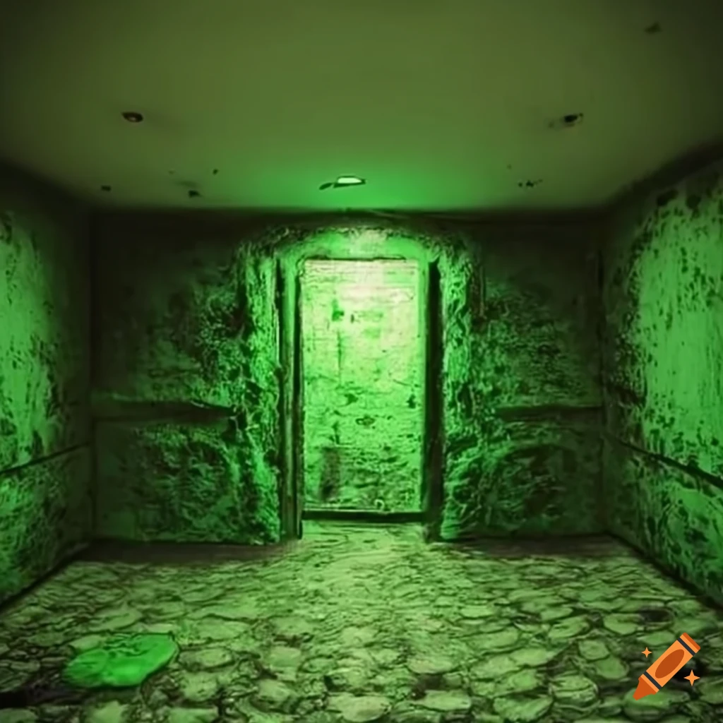 Creepy basement with green slimy walls