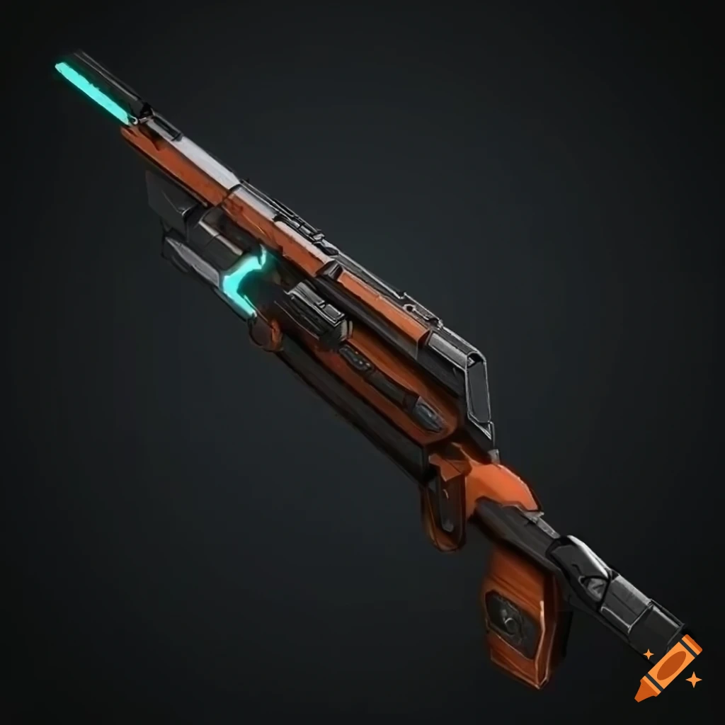 Gauss rifle, long barrel, futuristic, cyberpunk, geometric, cubist on ...