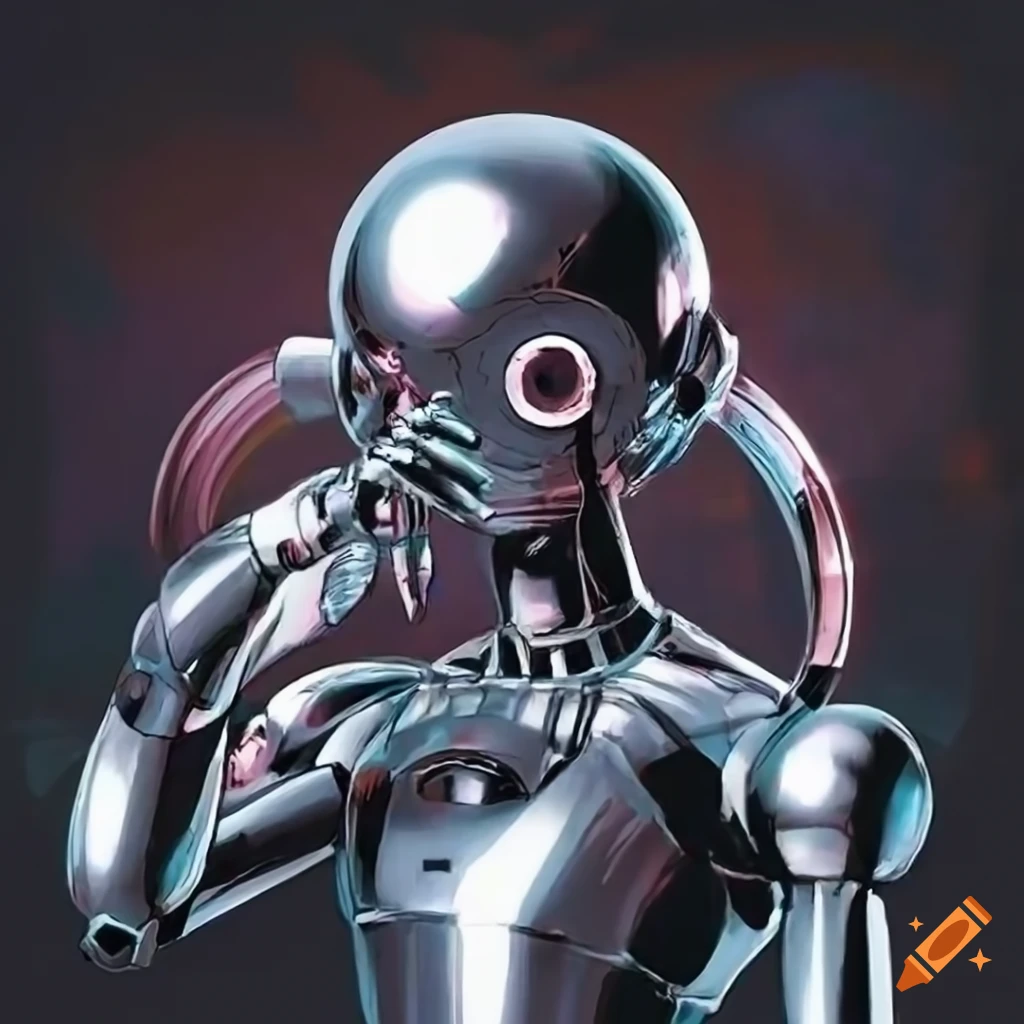 Djing with records dance music comic book robot hero sphere head circle ...