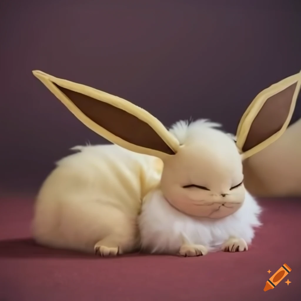 Sleeping eevee white background