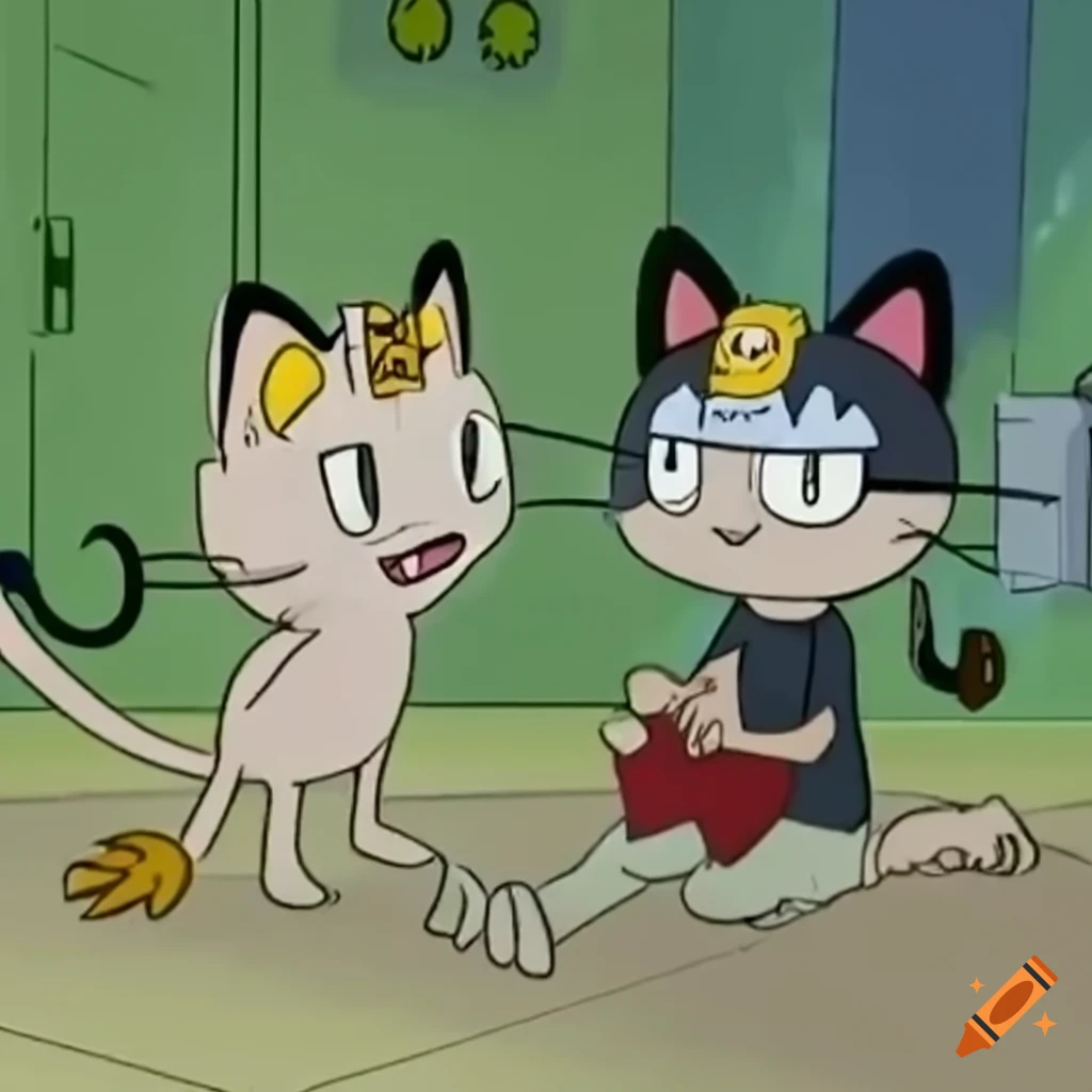 A compassionate trainer reaching out to a sad meowth for friendship