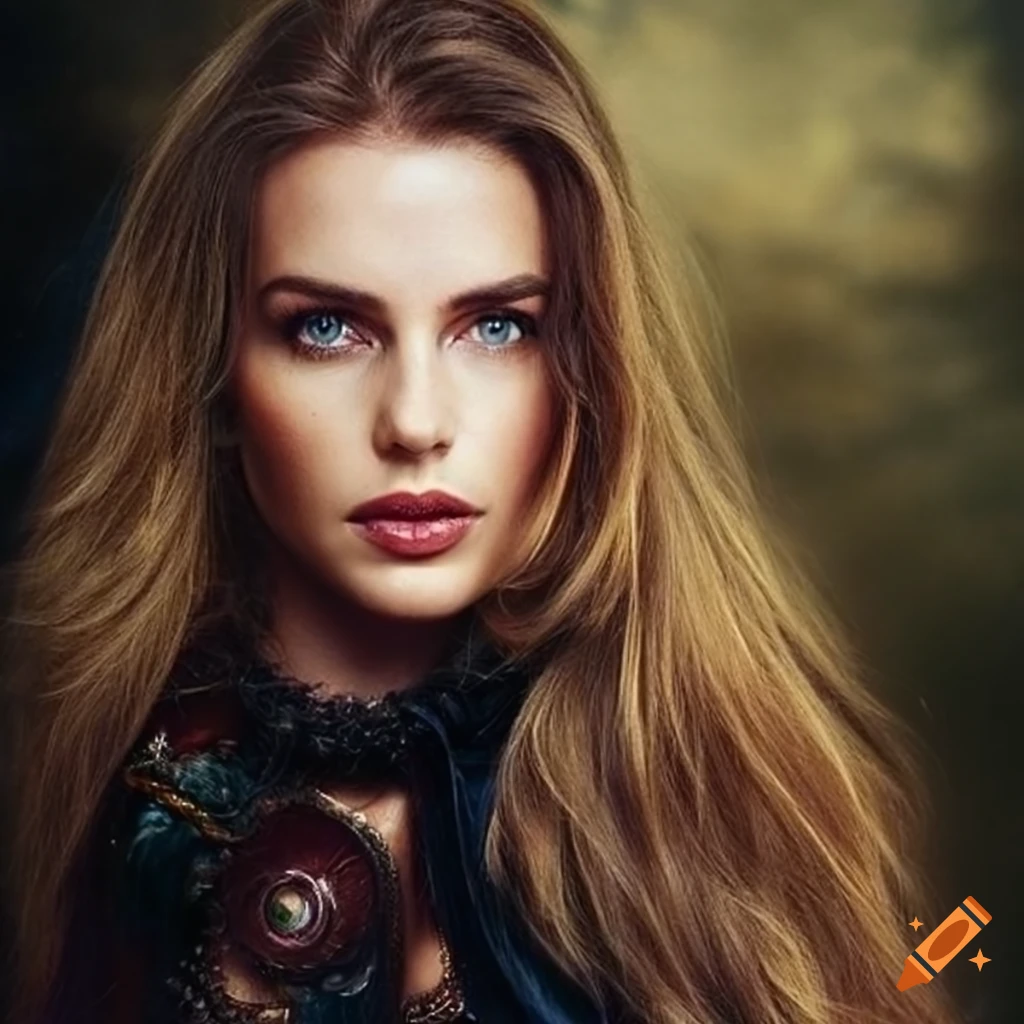 Portrait of exotic, high fashion female, extravagant, attitude, facing ...