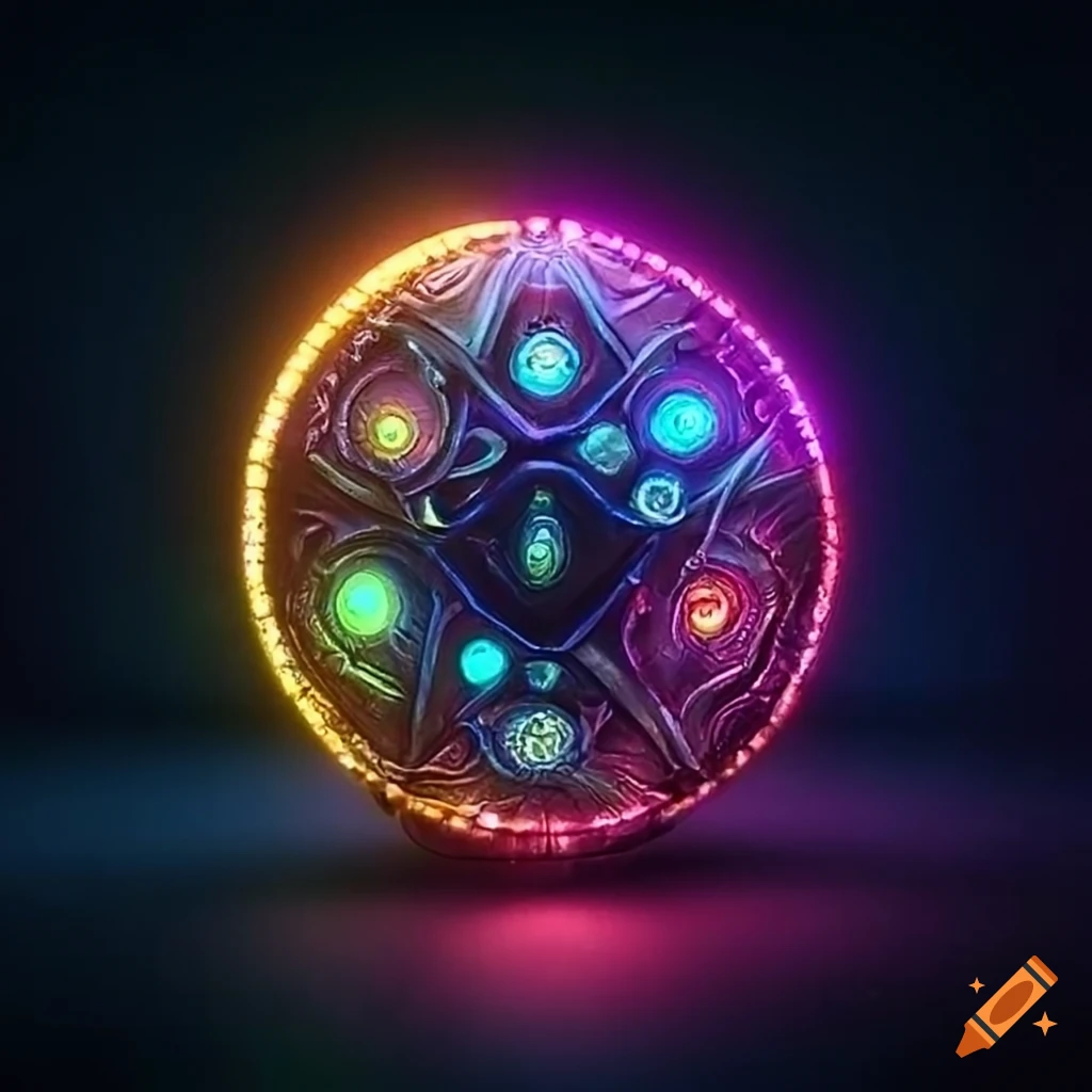 Talisman with complicated fantasy and scifi details colorful