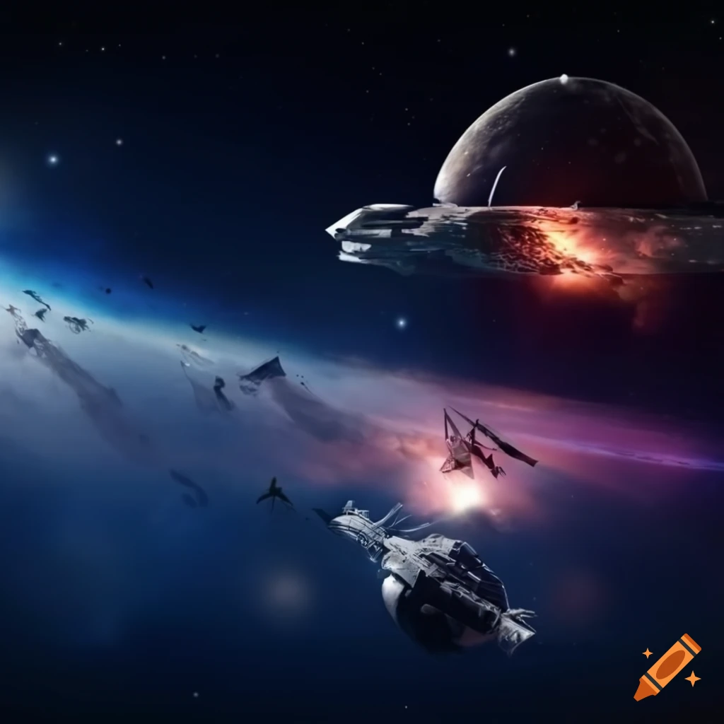 Space picture with space ships on Craiyon