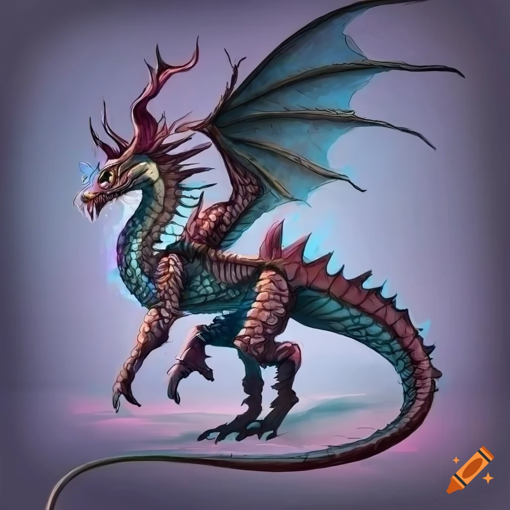 Dragon full length body, concept designs with side view, detailed ...