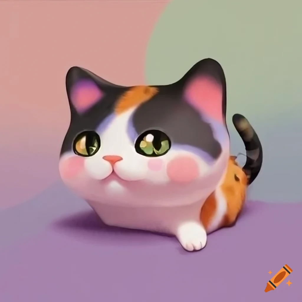 Kawaii pastel calico cat