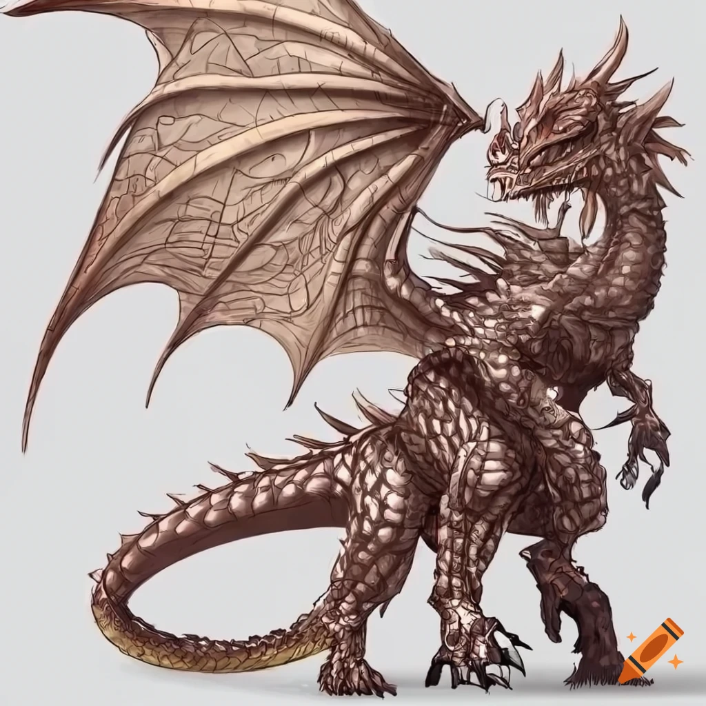 Dragon full length body, concept designs with side view, detailed ...