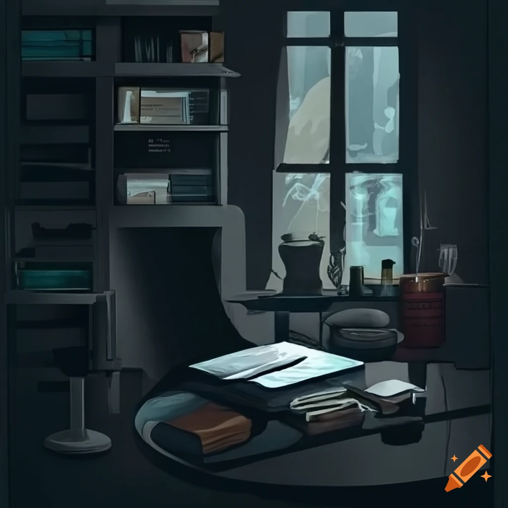 Dark academia study room