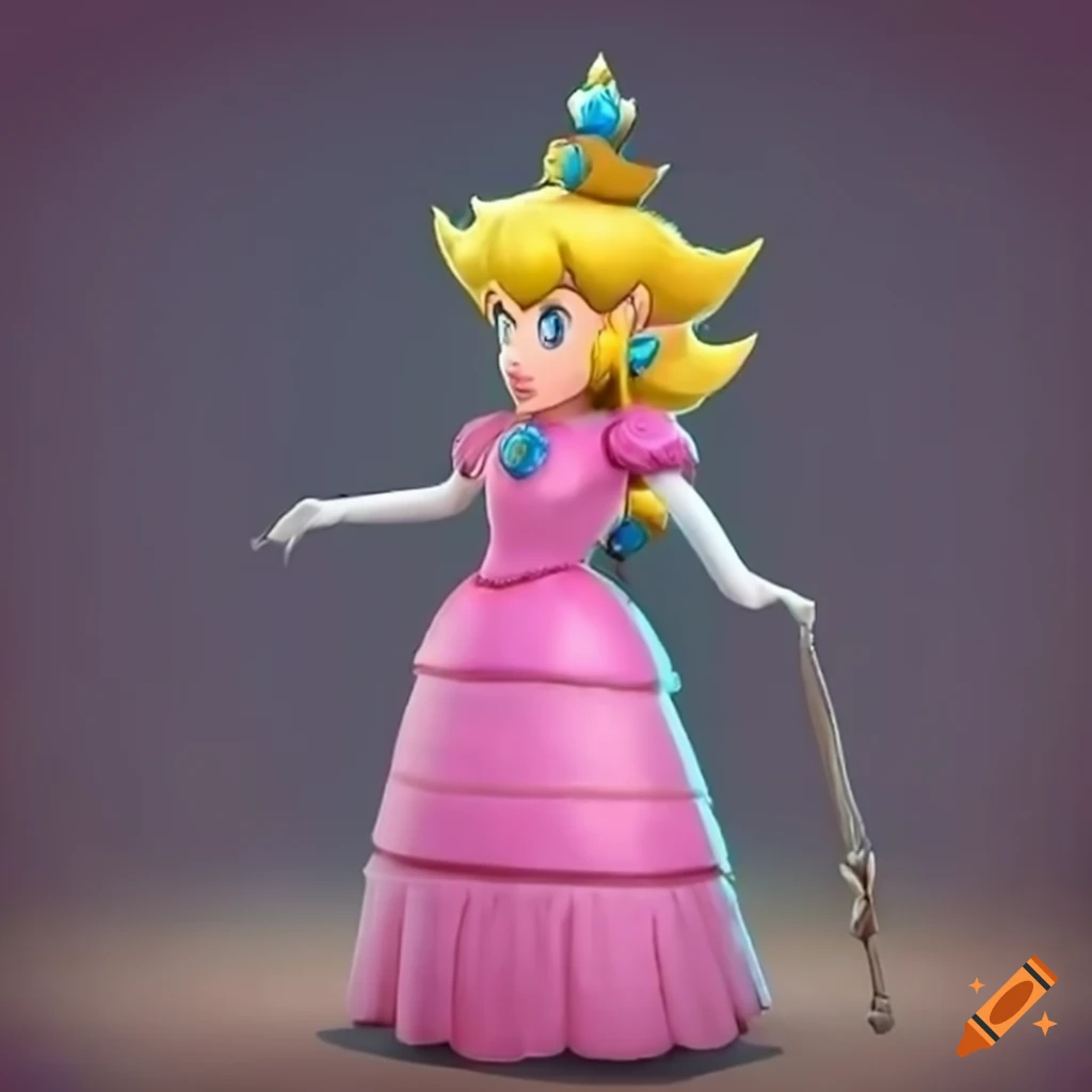 Princess peach and link switch costumes. two people in a ballroom, detailed