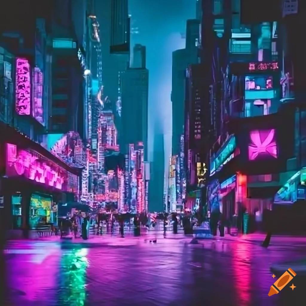 Futuristic neon city jam on Craiyon