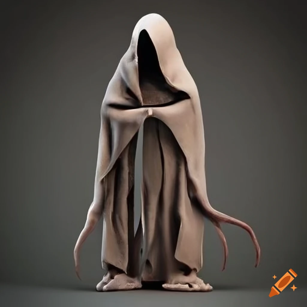 Cloaked humanoid figure with centipede legs on Craiyon