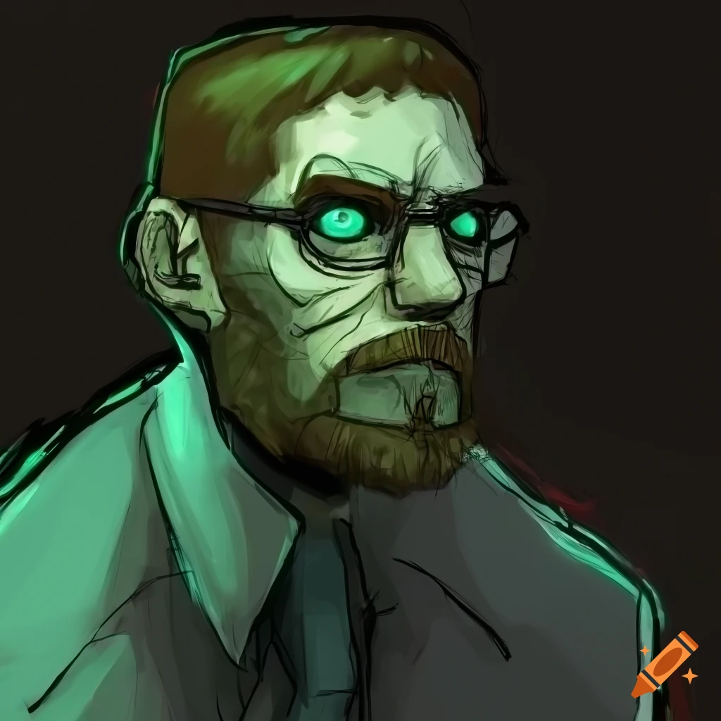 Gordon Freeman from Half-Life appearing depressed, crouched in a dark ...