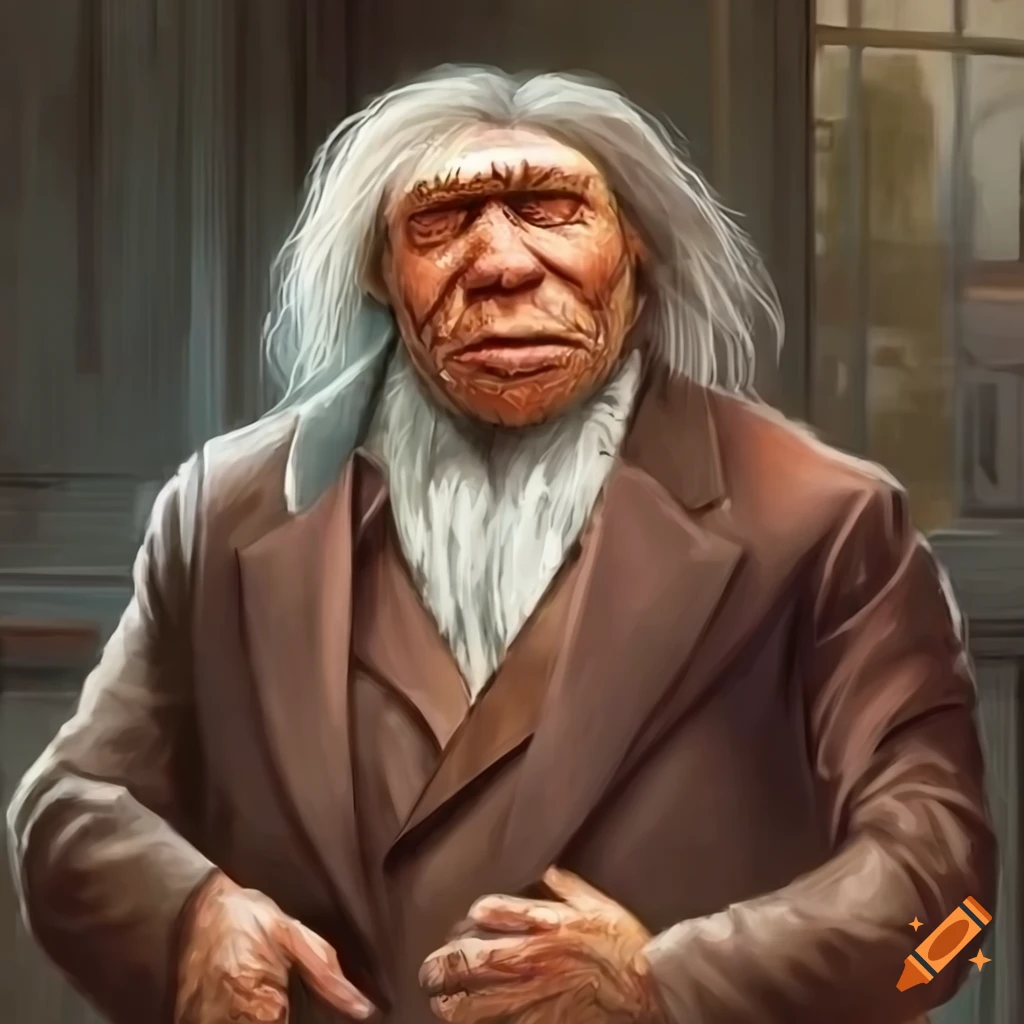 Fat elderly neanderthal male wearing a bespoke business suit in his ...