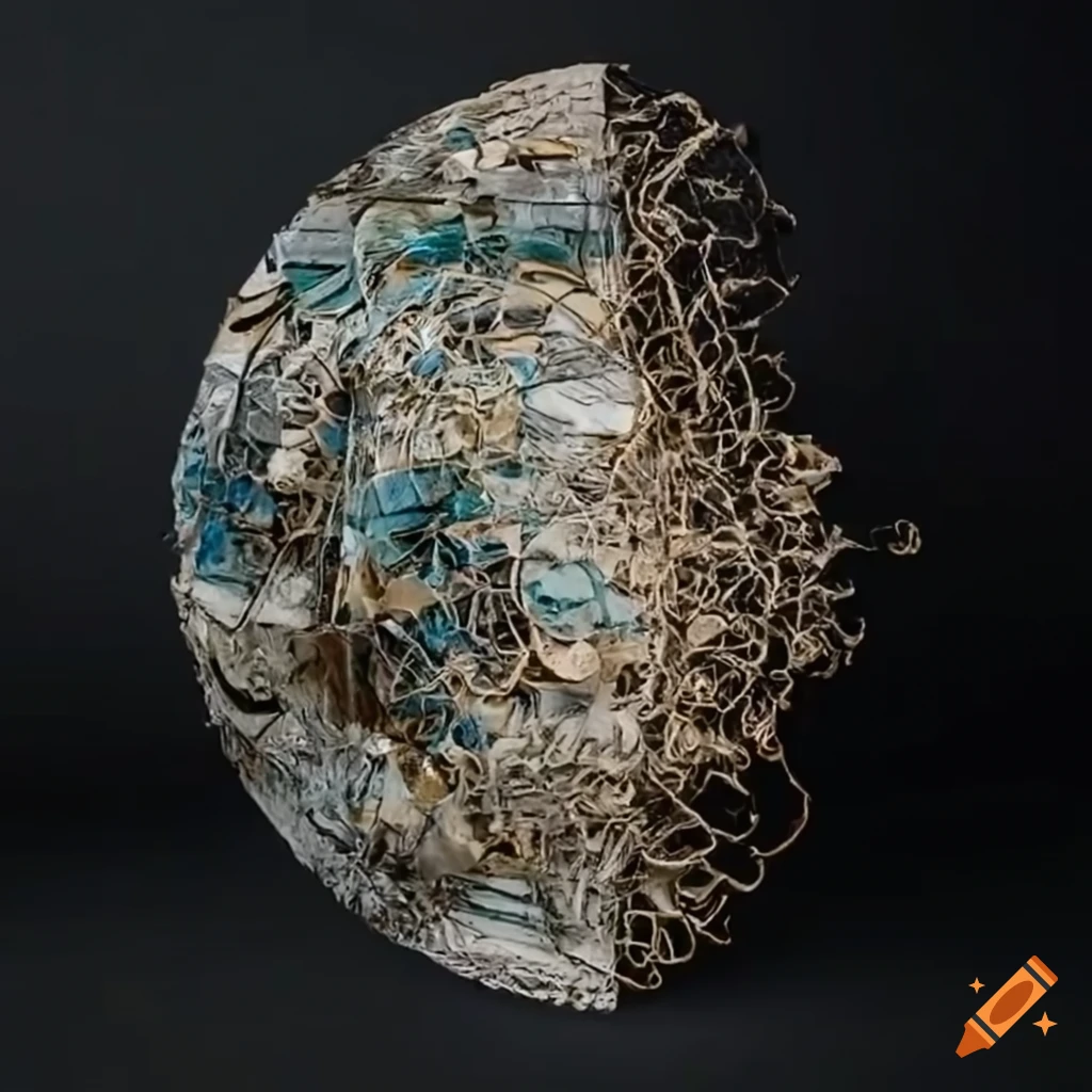 Eco-friendly moon sculpture crafted from recycled materials