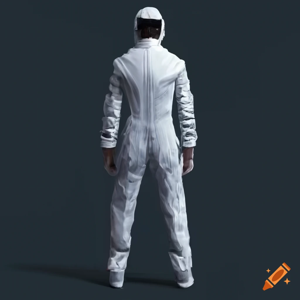 Man in white cosmic work outfit