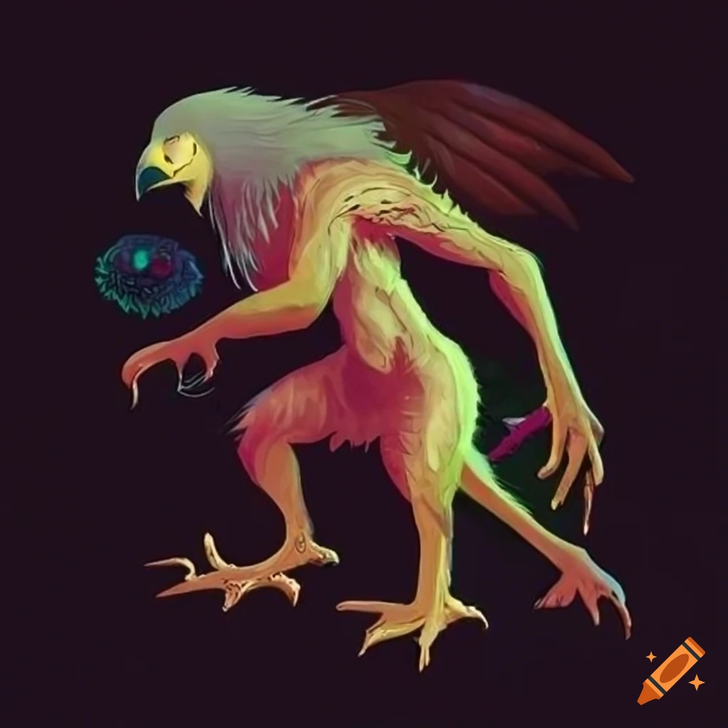 Humanoid griffin creature on Craiyon