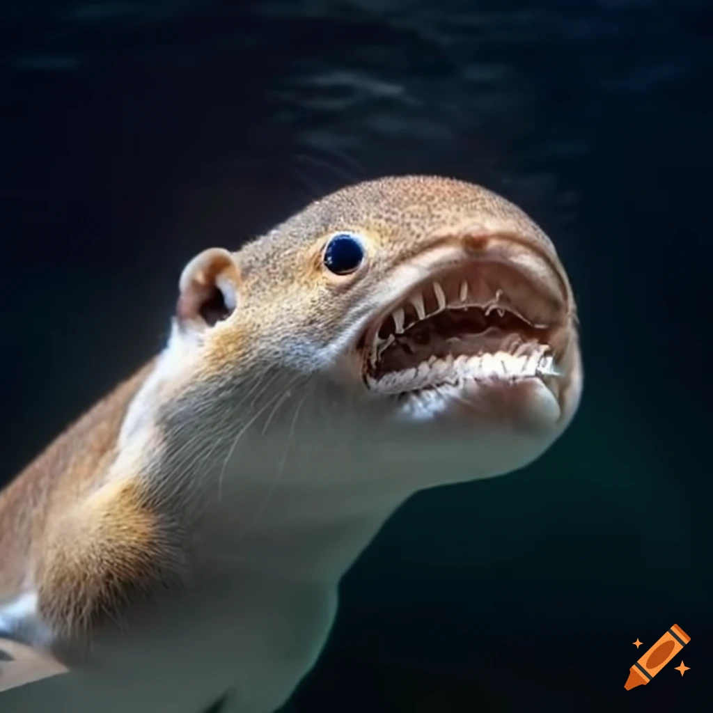 An animal half squirrel half shark on Craiyon