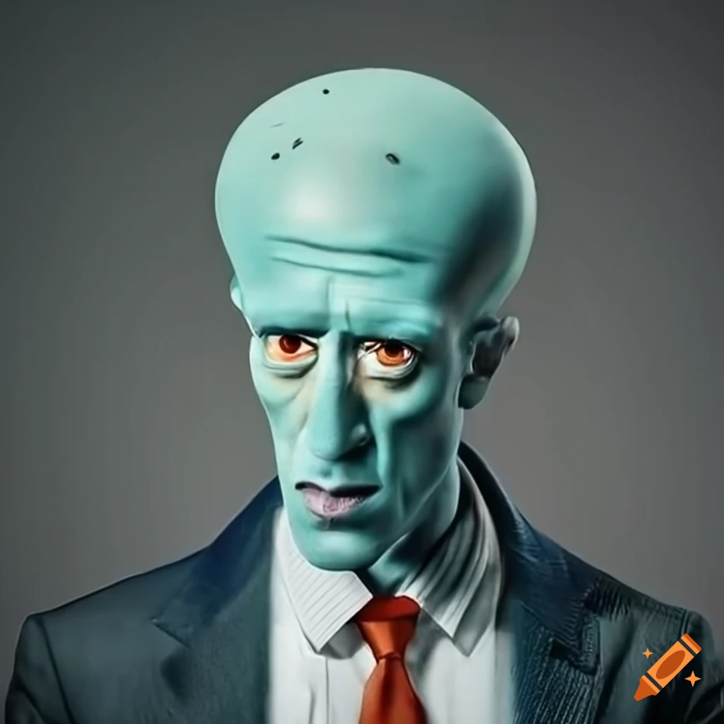 Dapper squidward in a formal suit striking a pose, hyperrealistic, high ...