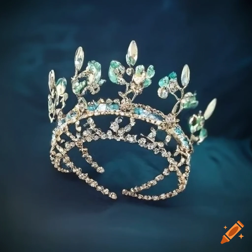 A small and heavily detailed unique, creative downturned noveau tiara ...