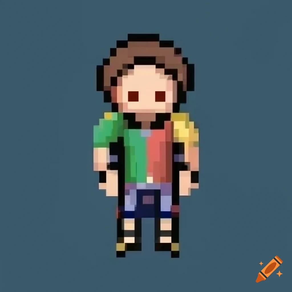 Pixel art full body sprite facing forward of a jewish man