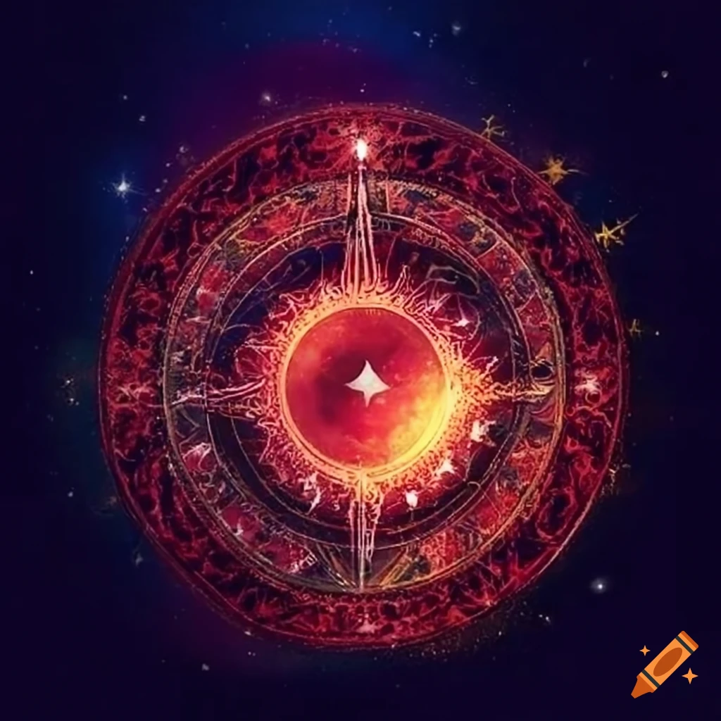 Celestial cinnabar compass on Craiyon