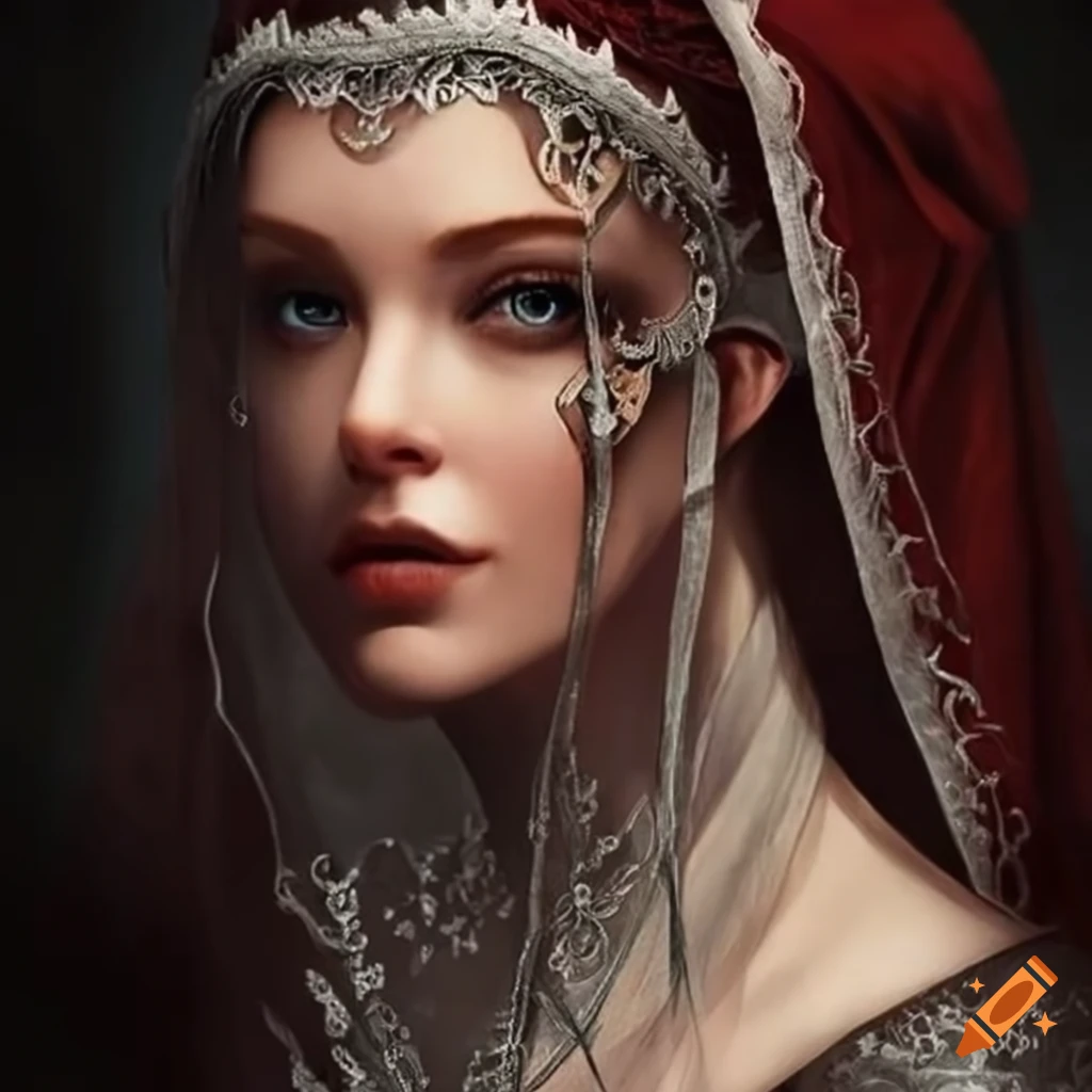 A beautiful heavily detailed veil for a female character from a ...