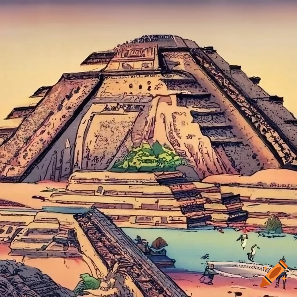 Aztec Pyramids Drawings