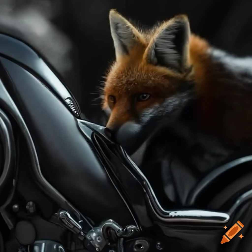 Fox riding a motorcycle,wearing leathers on Craiyon