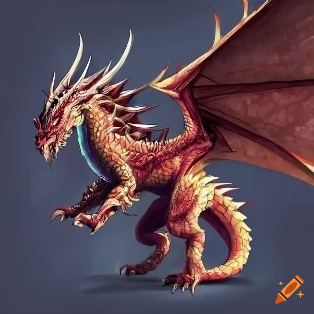 Dragon full length body, concept designs with side view, detailed ...