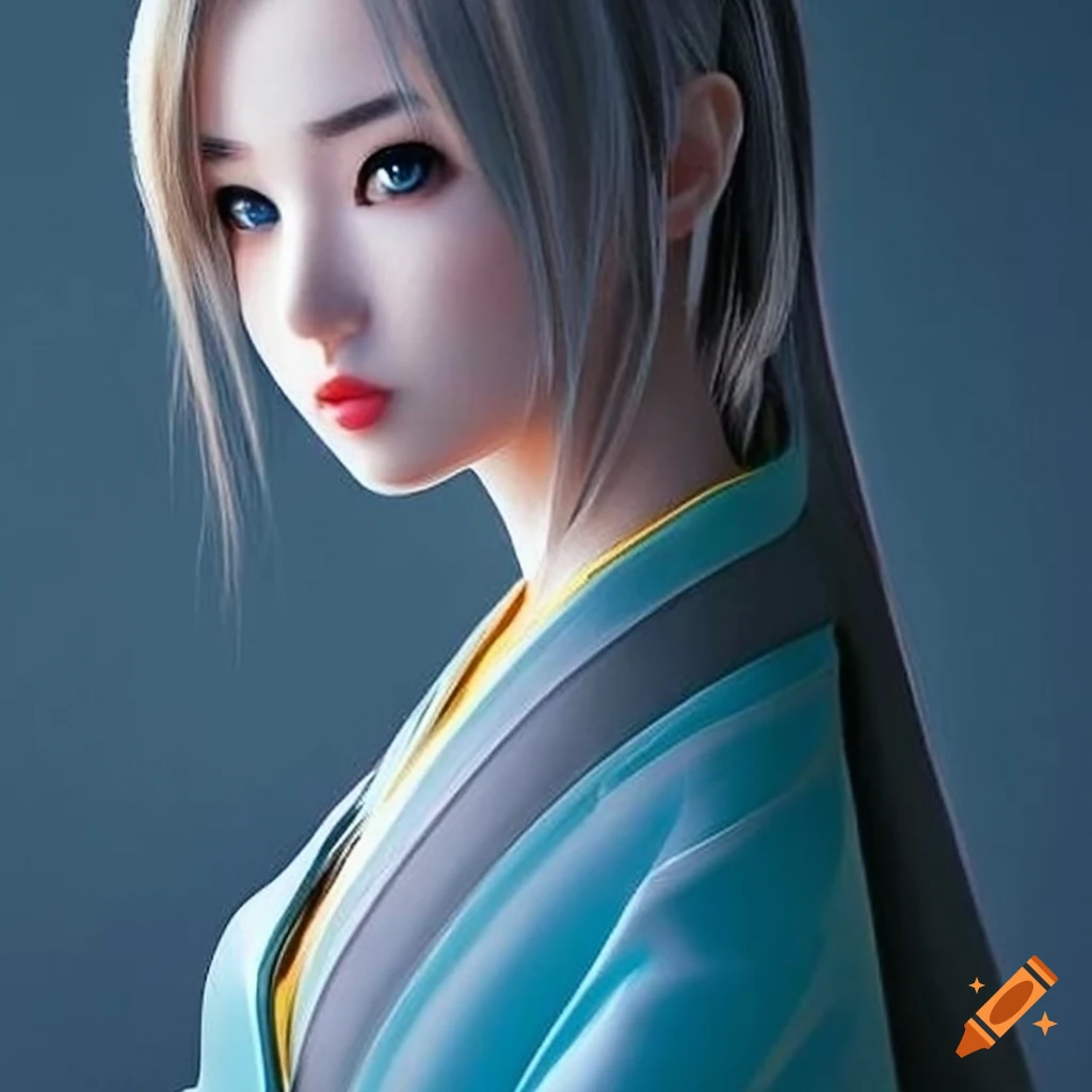 Beautiful Japanese Woman, Green eyes, Detailed skin, Long hair, Symmetrical iris, Accurate iris ...